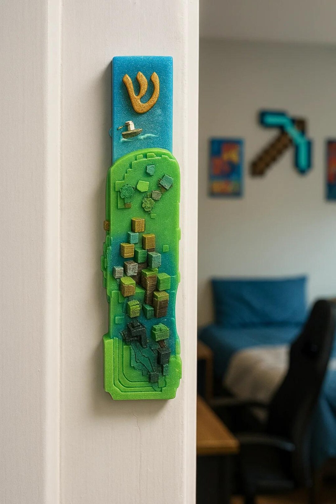 Minecraft Inspired Mezuzah Cover – Handmade Resin Judaica Case, Perfect ...