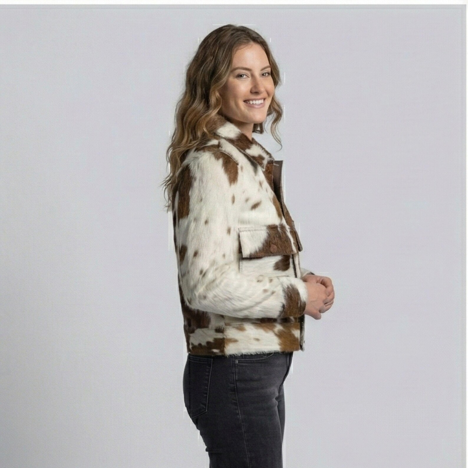 Cow Print Hair on Hide Jacket Brown and White Pony Hair Coat - Etsy