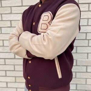 Men's Brown Wool Varsity Jacket Letter B Logo Patch, Retro Style - Etsy