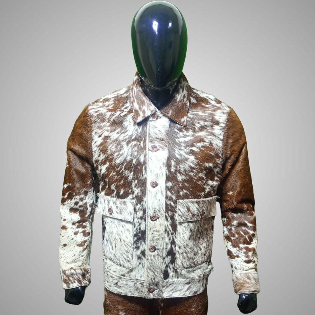 Cow Print Jacket Men's – Men’s Cowhide Leather Pony Hair Western Boho ...