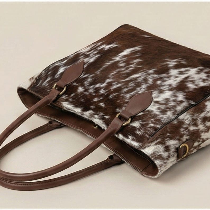 Cowhide Fur Tote Bag: Real Hair Cow Skin Print Western Purse - Etsy