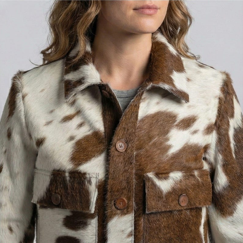 Cow Print Hair on Hide Jacket Brown and White Pony Hair Coat - Etsy