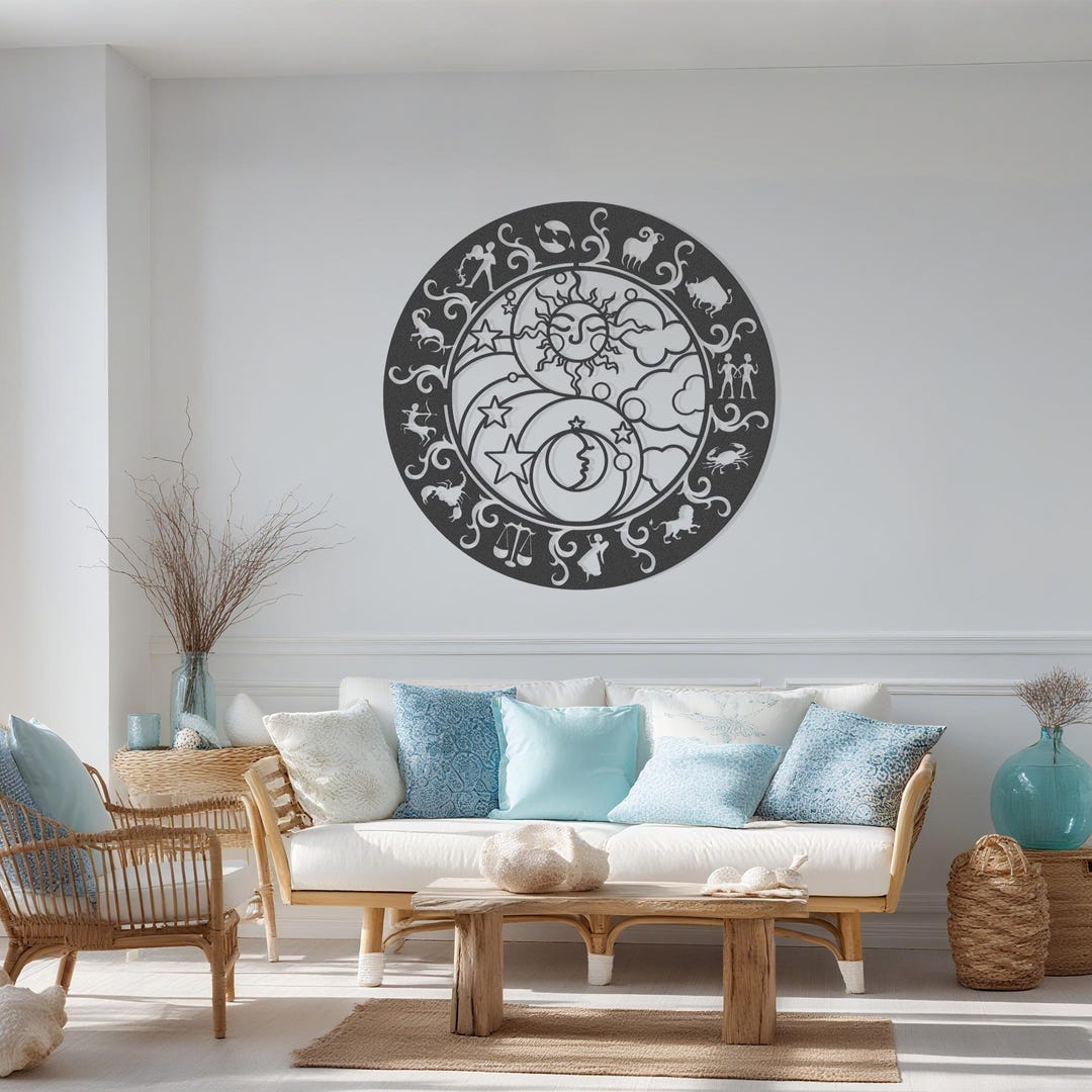 Zodiac Sun Signs Metal Wall Art: Handmade Celestial Astrology Decor - Etsy