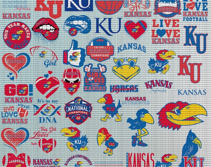 KU | Kansas | Wavy Digital Design | SVG & PNG | Instant Download | Cut ...