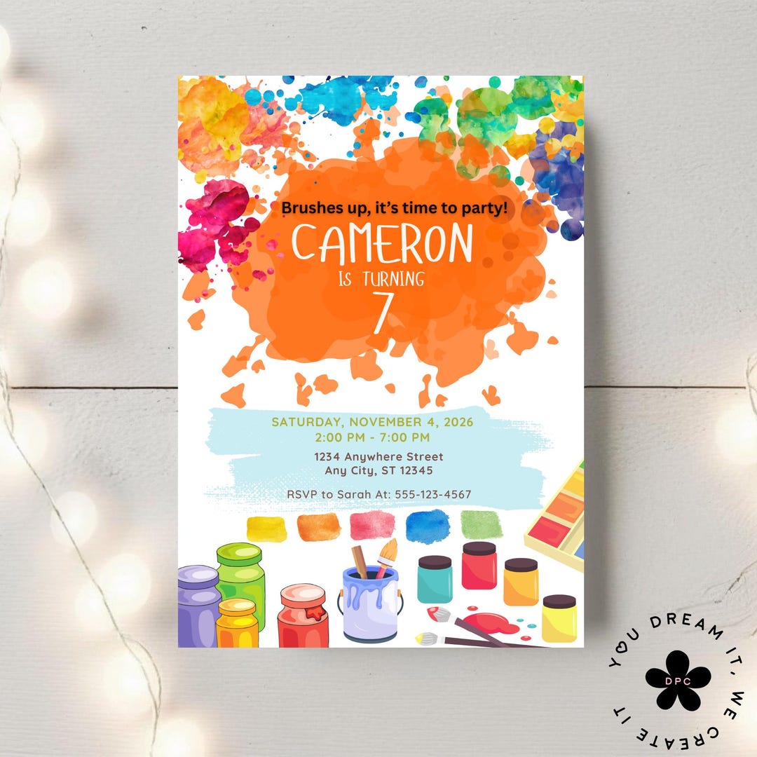 Editable Kids Paint Party | Birthday Invitation | Paint Party ...