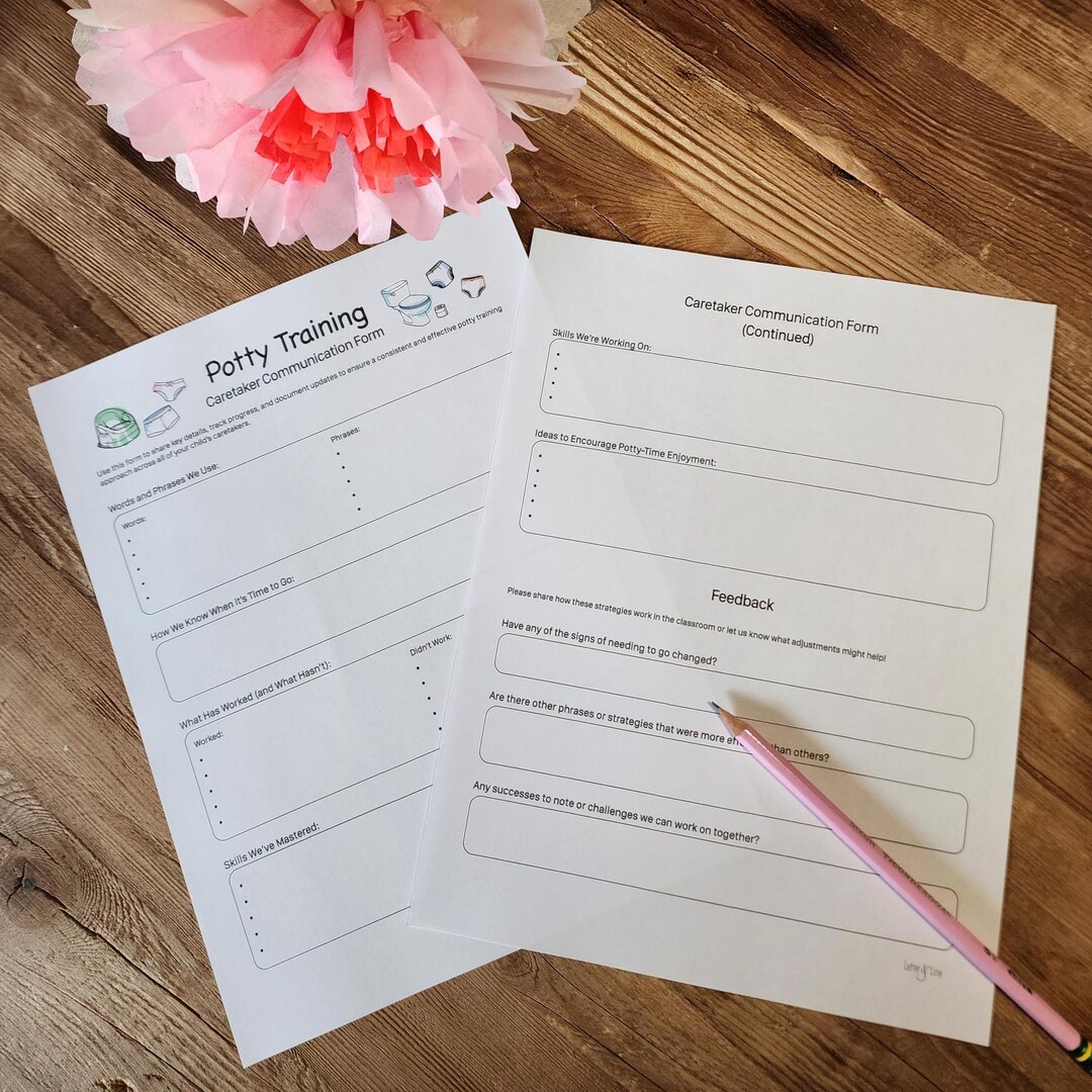 Potty Training Communication Form for Parents and Caregivers (fillable ...