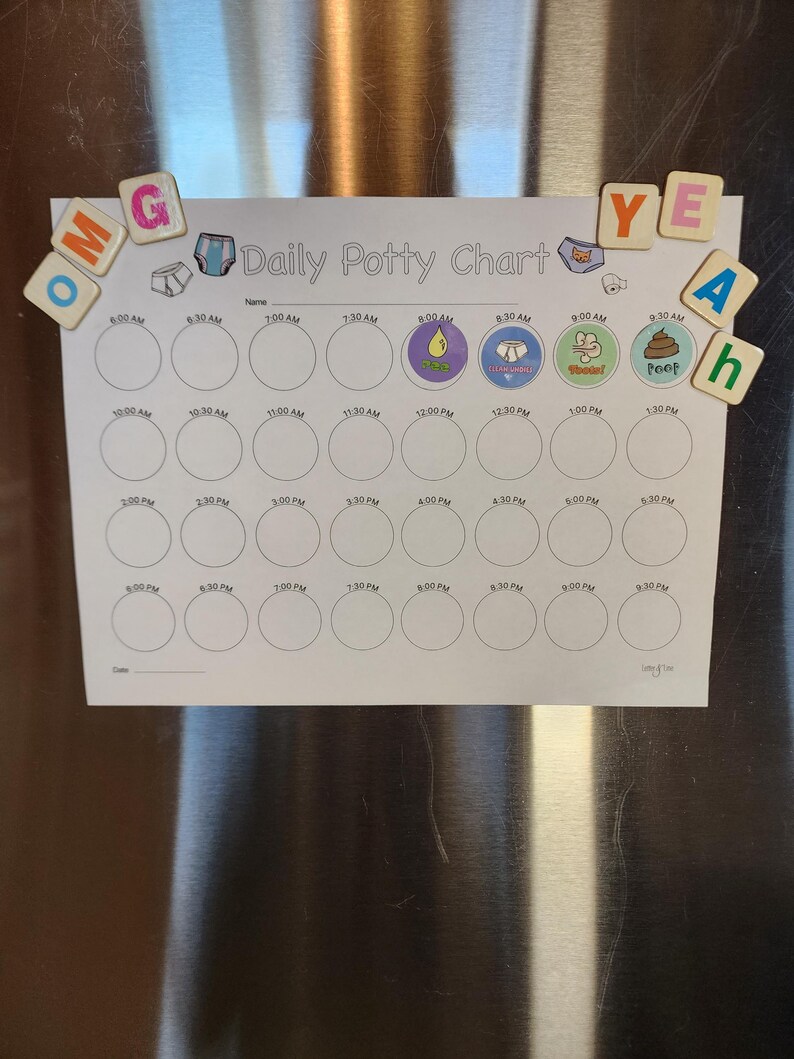 Printable Daily Potty Chart: Potty Training Reward Tracker (digital ...