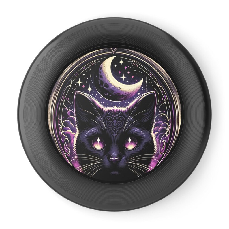 Black Cat Moon Frisbee, Fun Outdoor Toy, Perfect for Cat Lovers ...