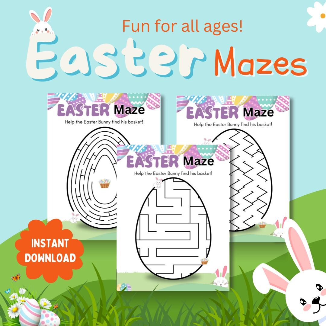 Fun Printable Easter Mazes for All Ages | Instant Download Easter Mazes ...