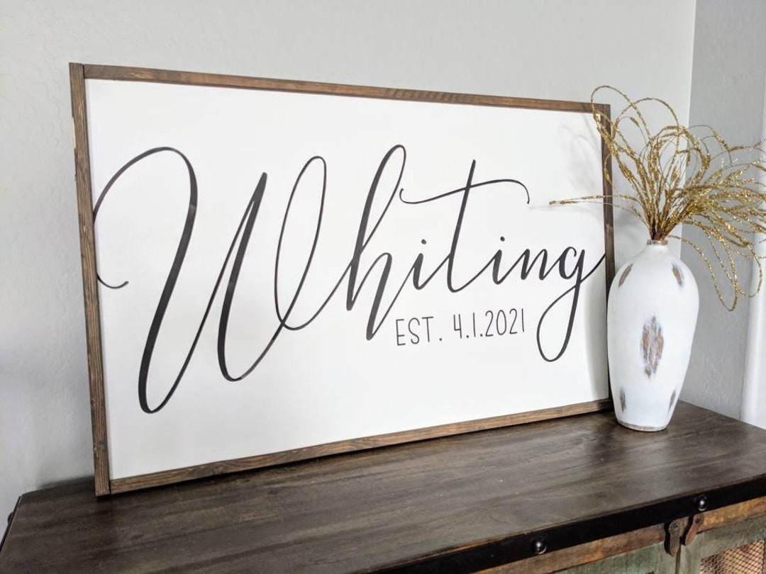 Est Sign, Personalized Family Sign, Last Name Sign, Wedding Decor, Wood ...