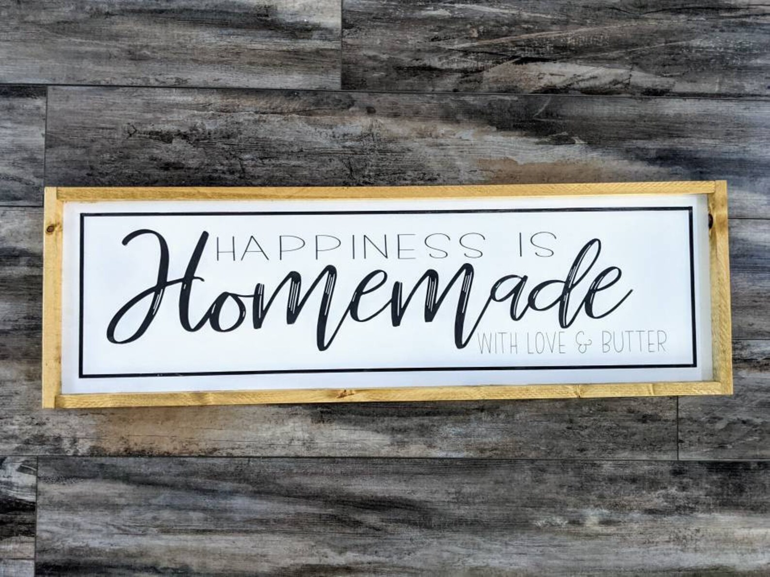 Happiness is homemade with love and butter wood signs home | Etsy