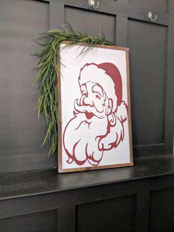 Santa Sign Vintage Santa Claus Santa Face Christmas Sign - Etsy