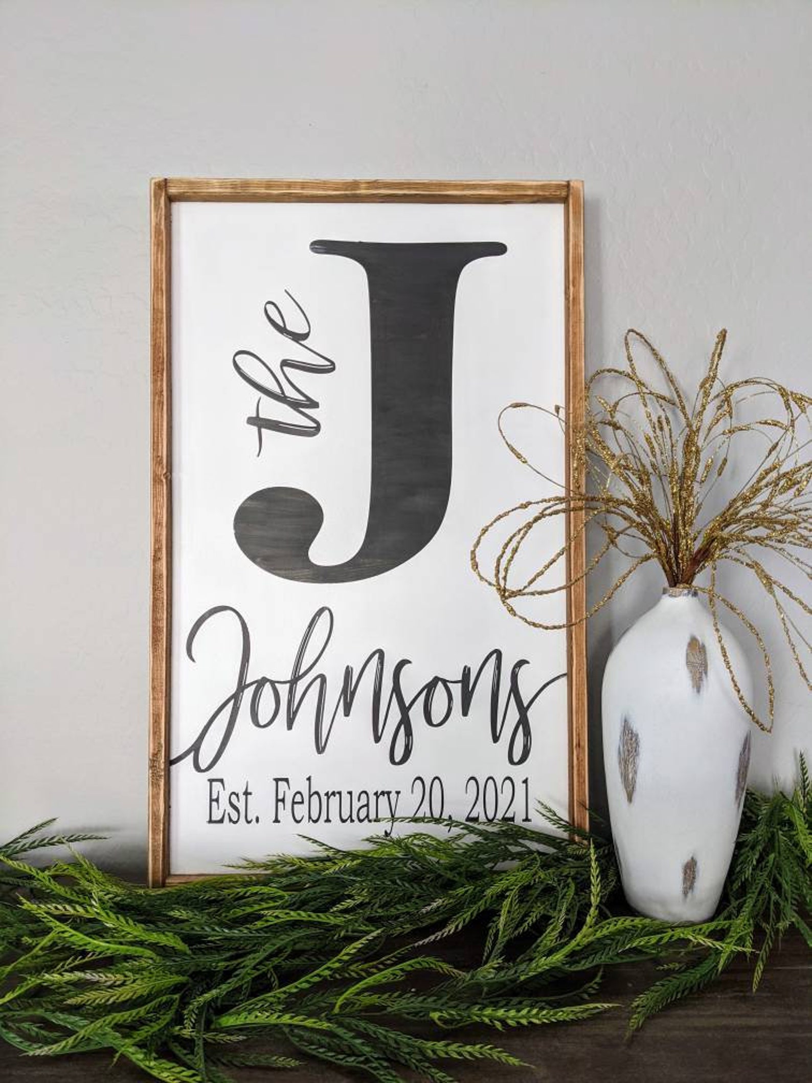 Last name sign wedding sign monogram last name sign | Etsy