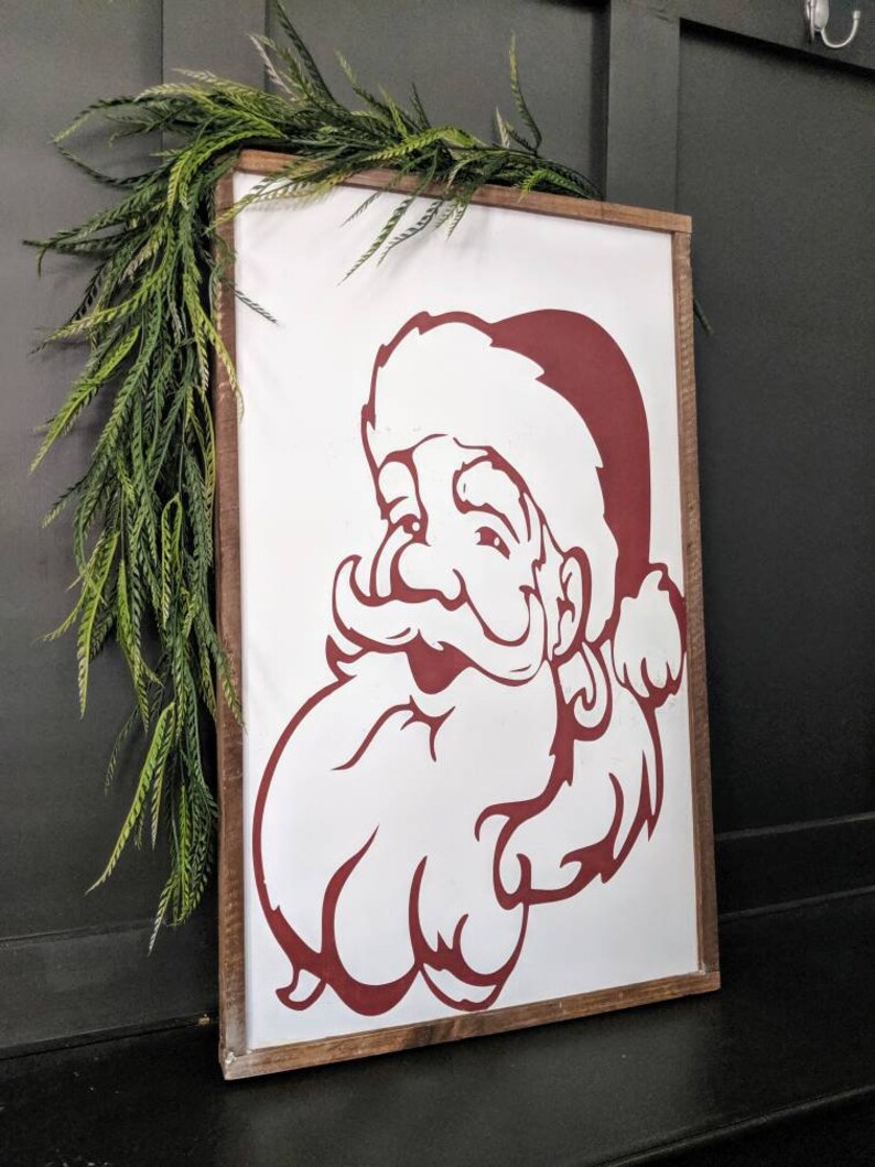 Santa Sign Vintage Santa Claus Santa Face Christmas Sign - Etsy