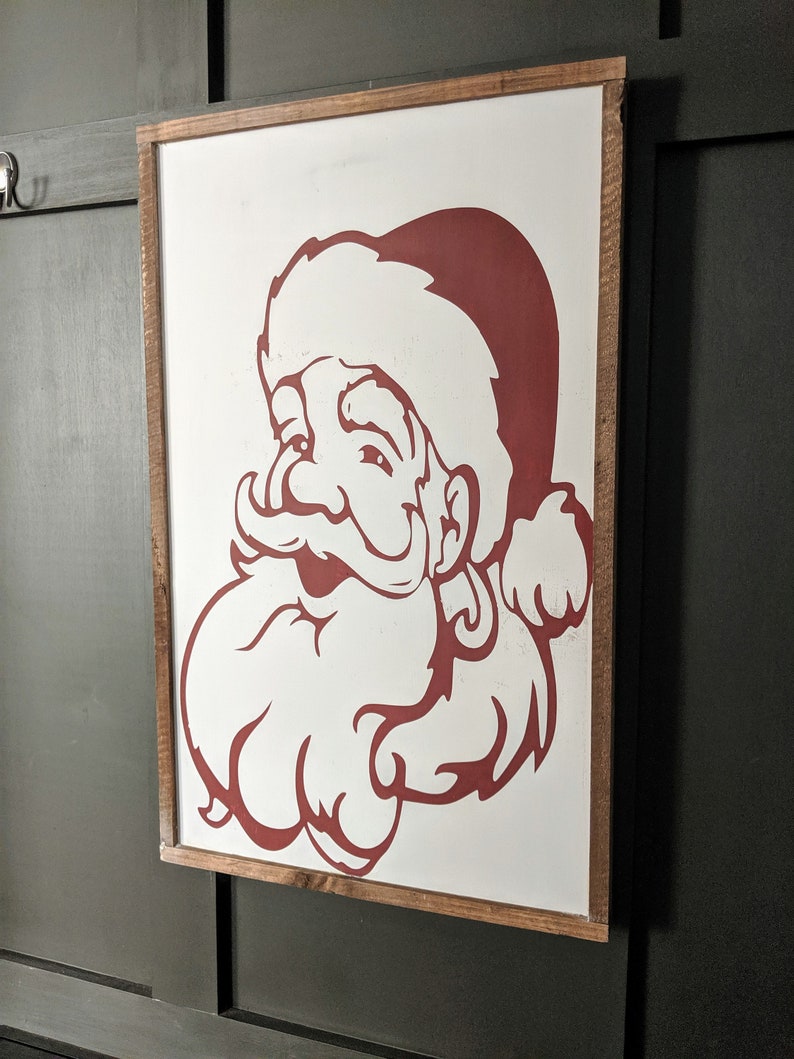 Santa Sign Vintage Santa Claus Santa Face Christmas Sign - Etsy