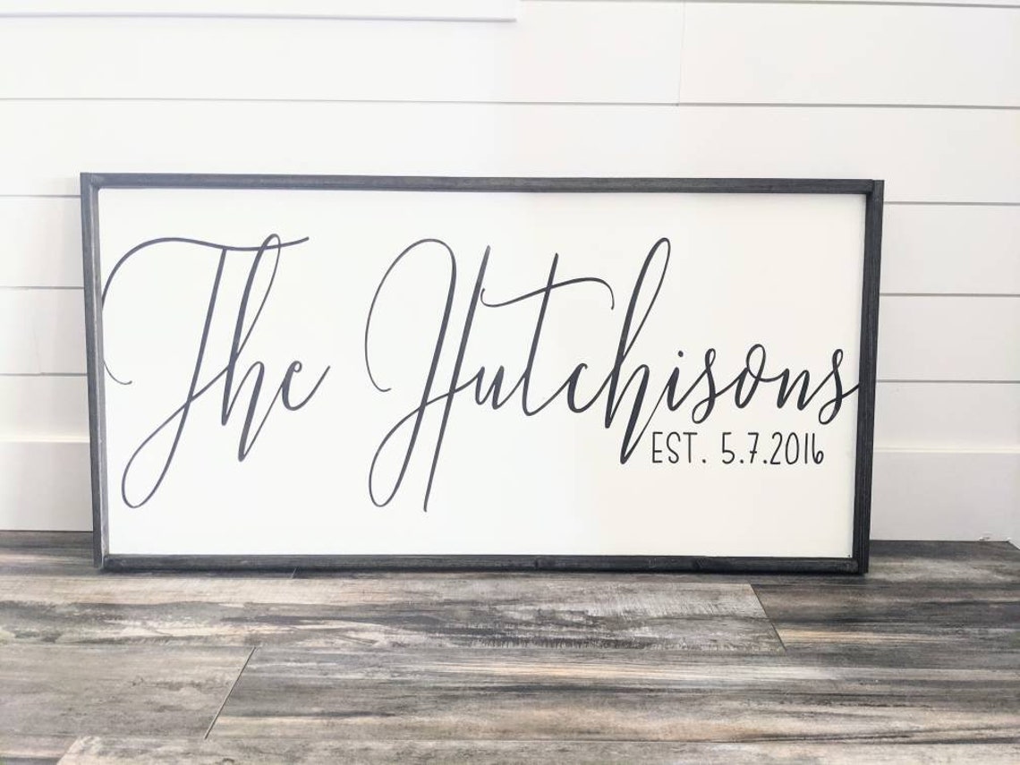 Est sign personalized family sign last name sign wedding | Etsy