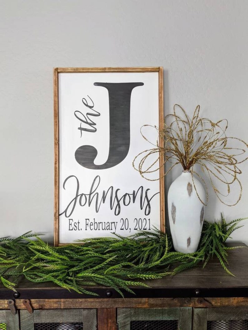 Last Name Sign Wedding Sign Monogram Last Name Sign - Etsy