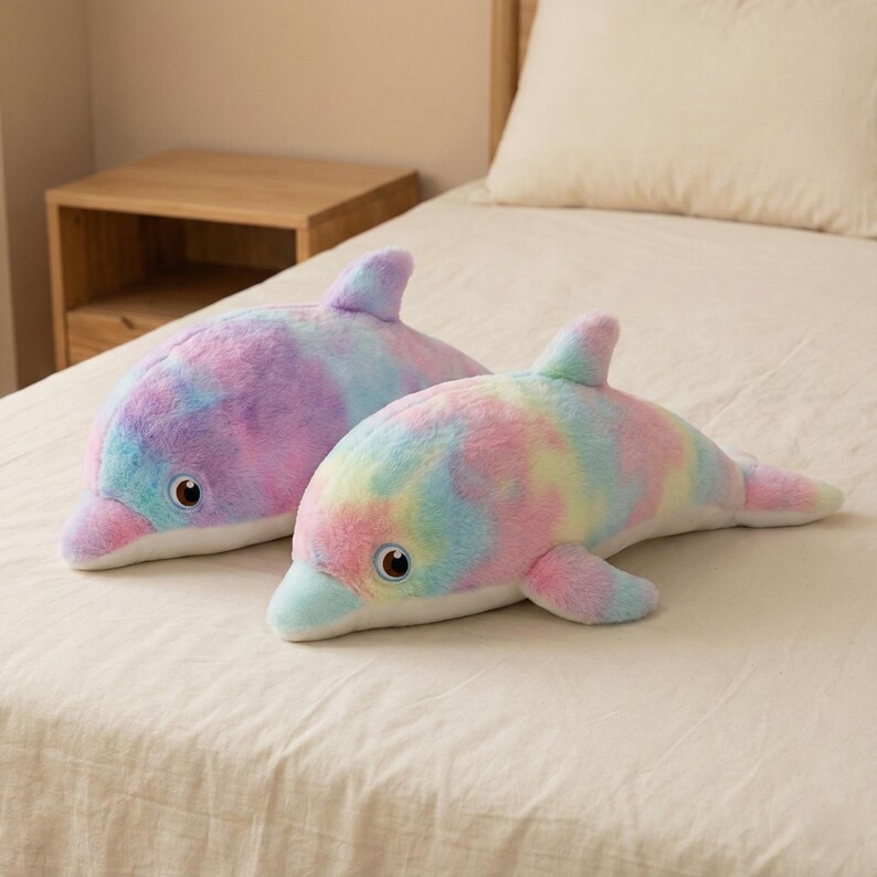 Pastel Rainbow Dolphin Plush Pillow - 50cm - Etsy
