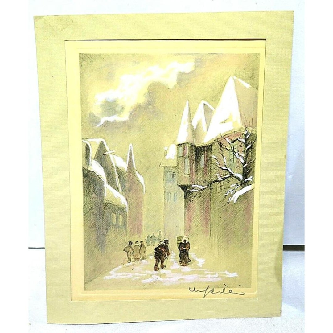 Vintage Etching by Willy Seiler Original Colored Etching Card Winter ...
