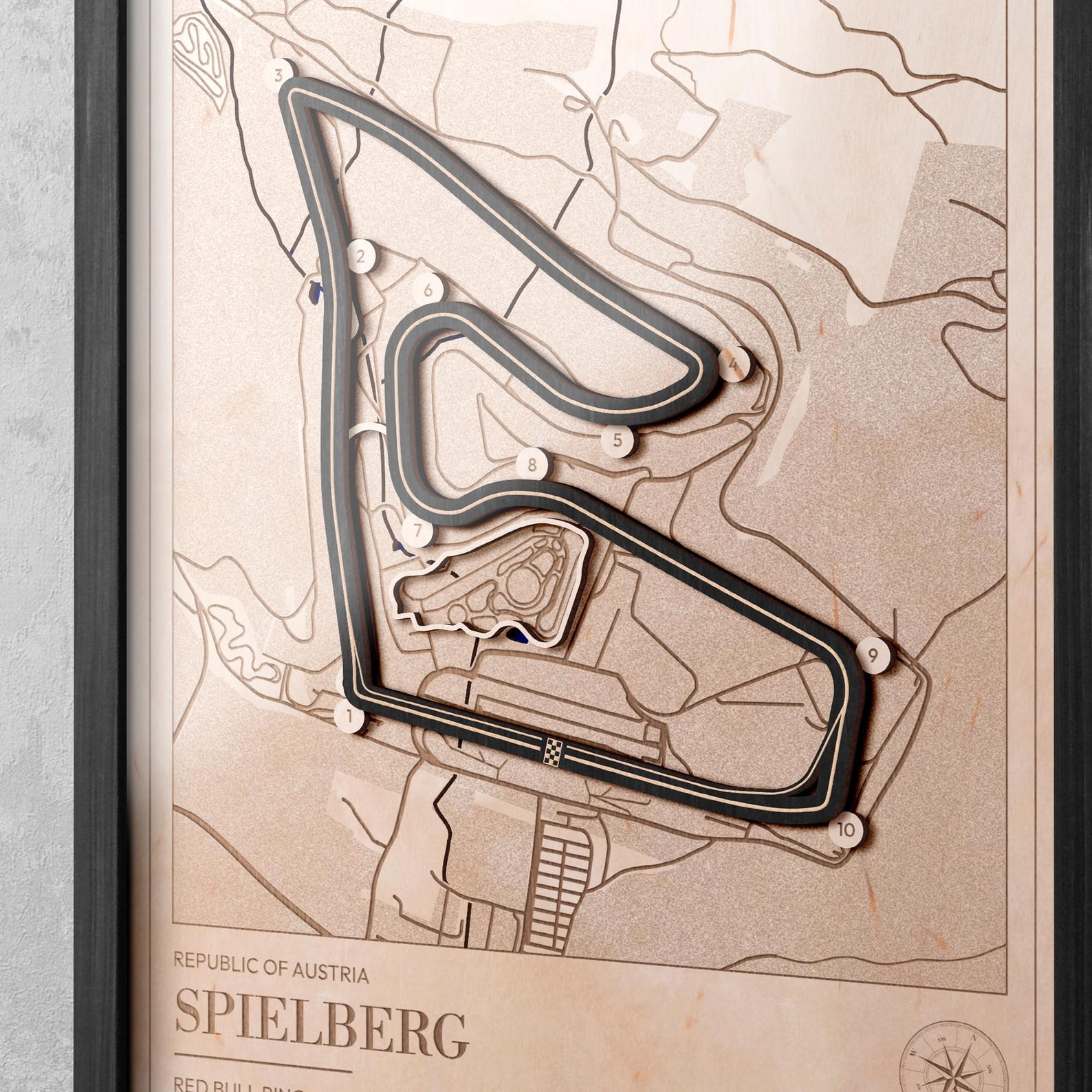 SPIELBERG Wooden Track Map – 3D Racing Wall Art – Austrian Grand Prix ...