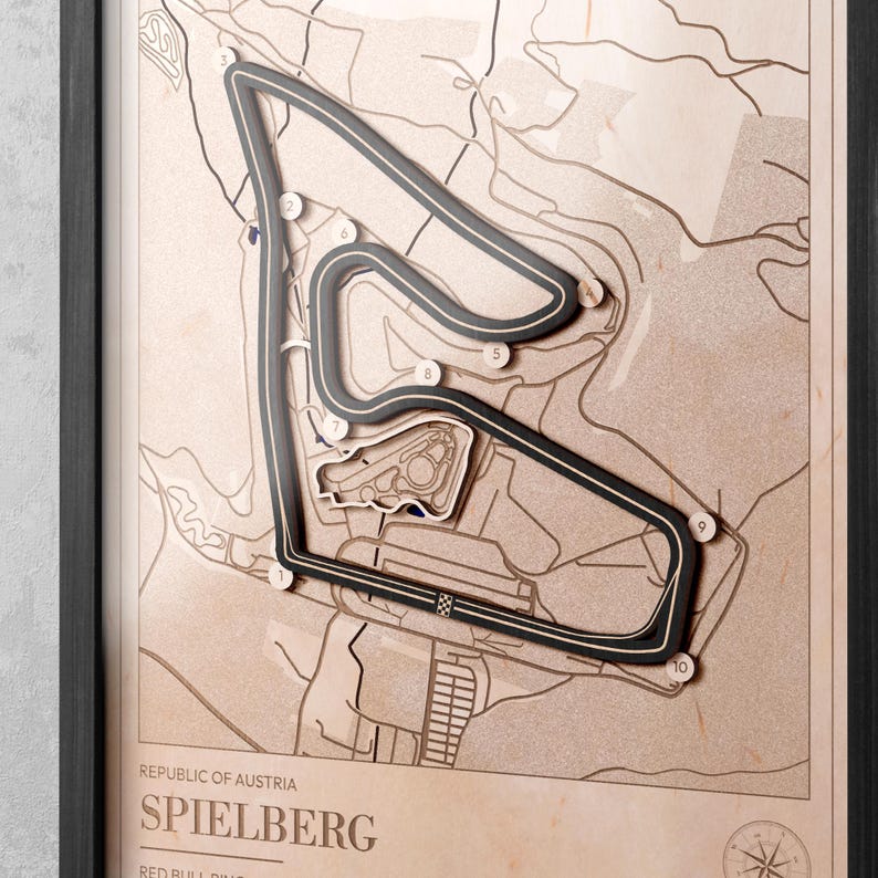 SPIELBERG Wooden Track Map – 3D Racing Wall Art – Austrian Grand Prix ...