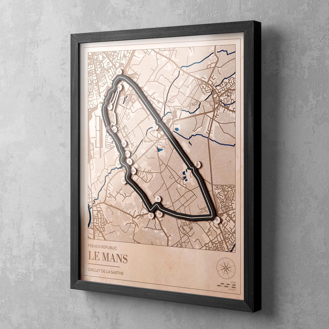 LE MANS Map – Motorsport Gift Decor, Endurance Racing, Personalised ...