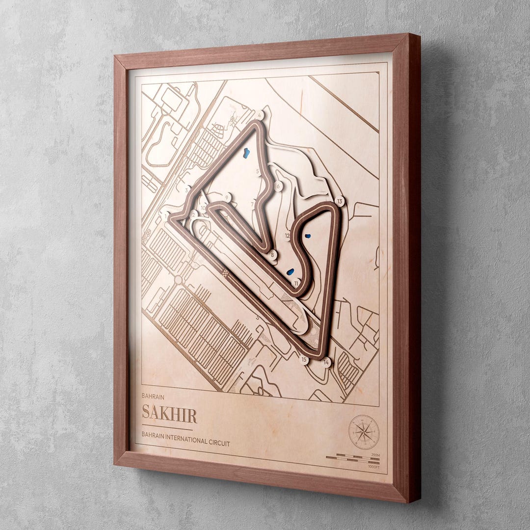 BAHRAIN Race Track 3D Wooden Map – Custom Sakhir Circuit Wall Art ...