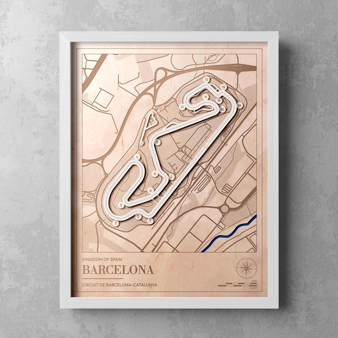 BARCELONA Circuit Wooden Race Track Map - 3D Wooden Race Track - Racing ...