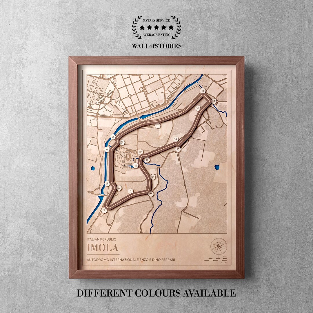 IMOLA Circuit Wooden Track Map – 3D Racing Wall Art – Italian Grand ...