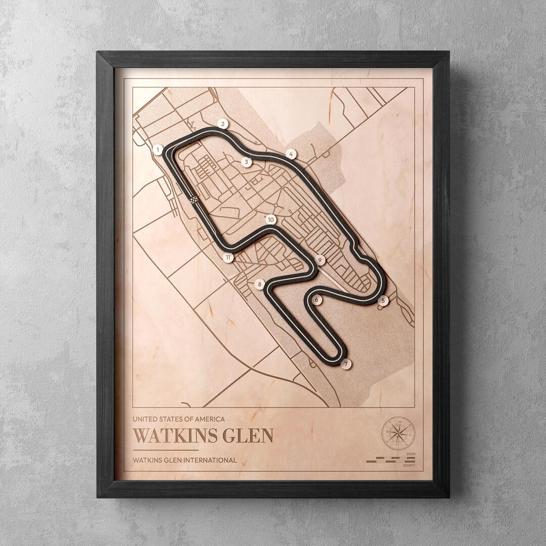WATKINS GLEN Race Track Map – Custom Race Course Art – Motorsport Fan ...
