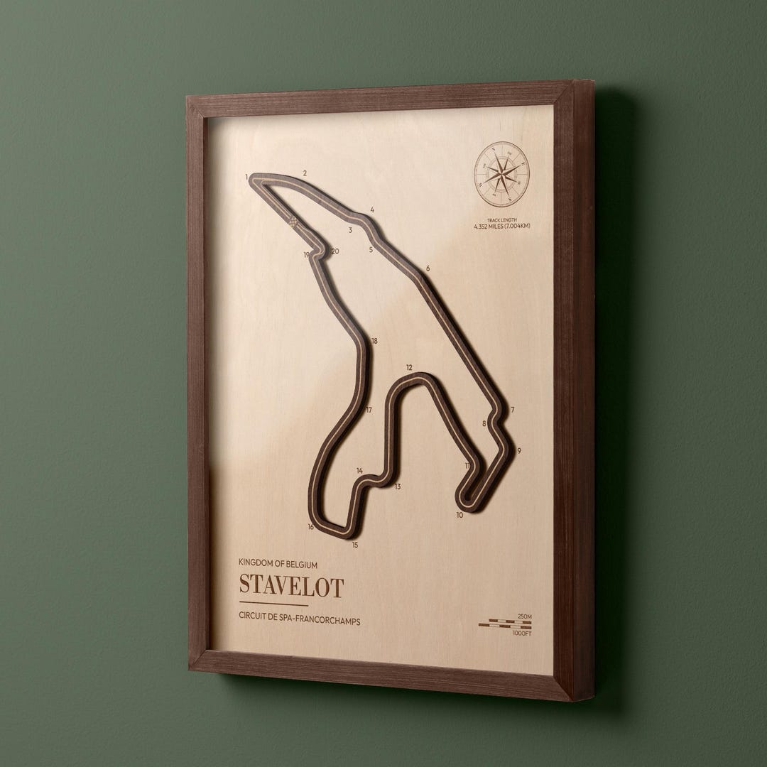 F1 Circuit Map - SPA - Stavelot in Belgium 3D Wooden Track Map - Etsy