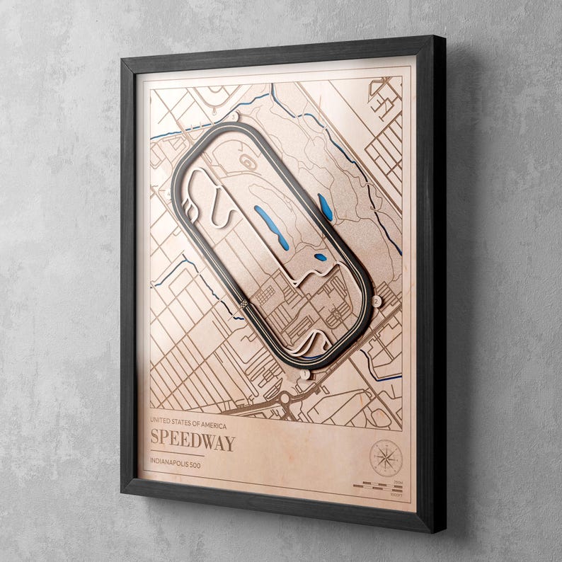 Indianapolis Speedway Track Map, Custom Wooden Race Course Art - Etsy