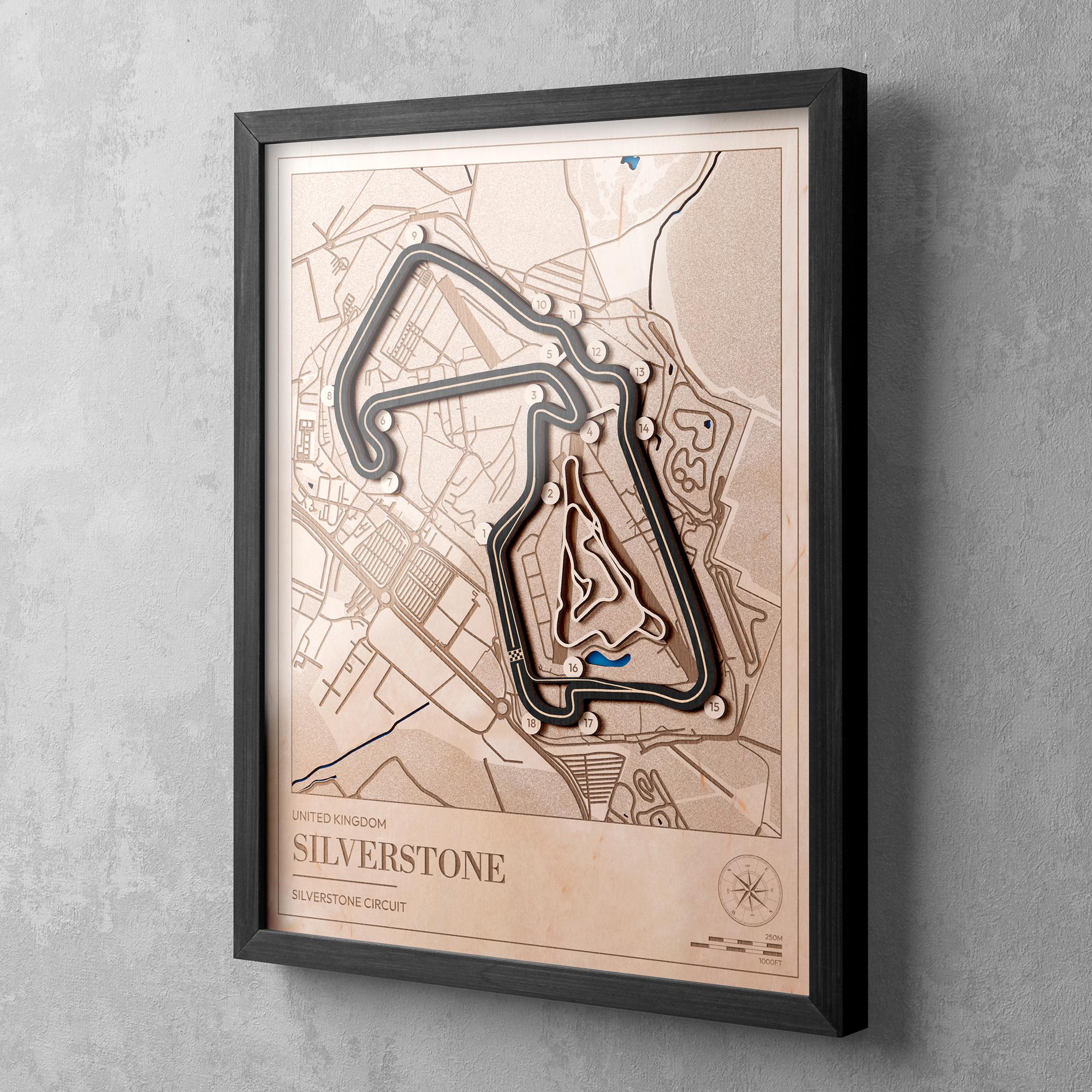 SILVERSTONE Circuit Wooden Race Track Map – Custom Racing Wall Art ...