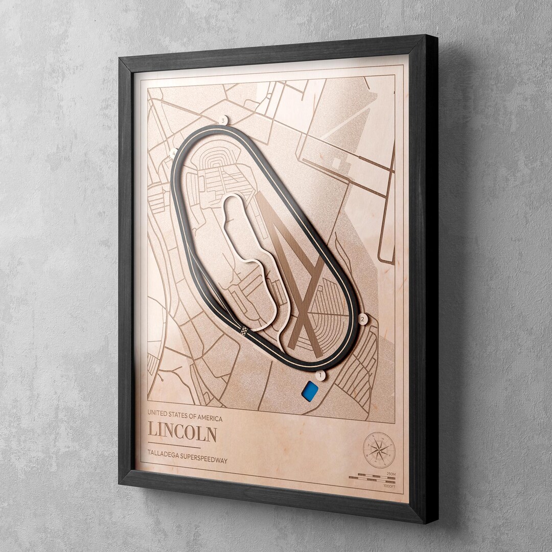 LINCOLN SPEEDWAY Track Map – Motorsport Gift Decor, Speedway Map ...