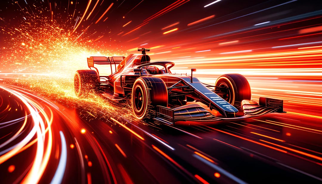 Formula 1 Inspired Racing Digital Art – Glowing Abstract Motorsport ...