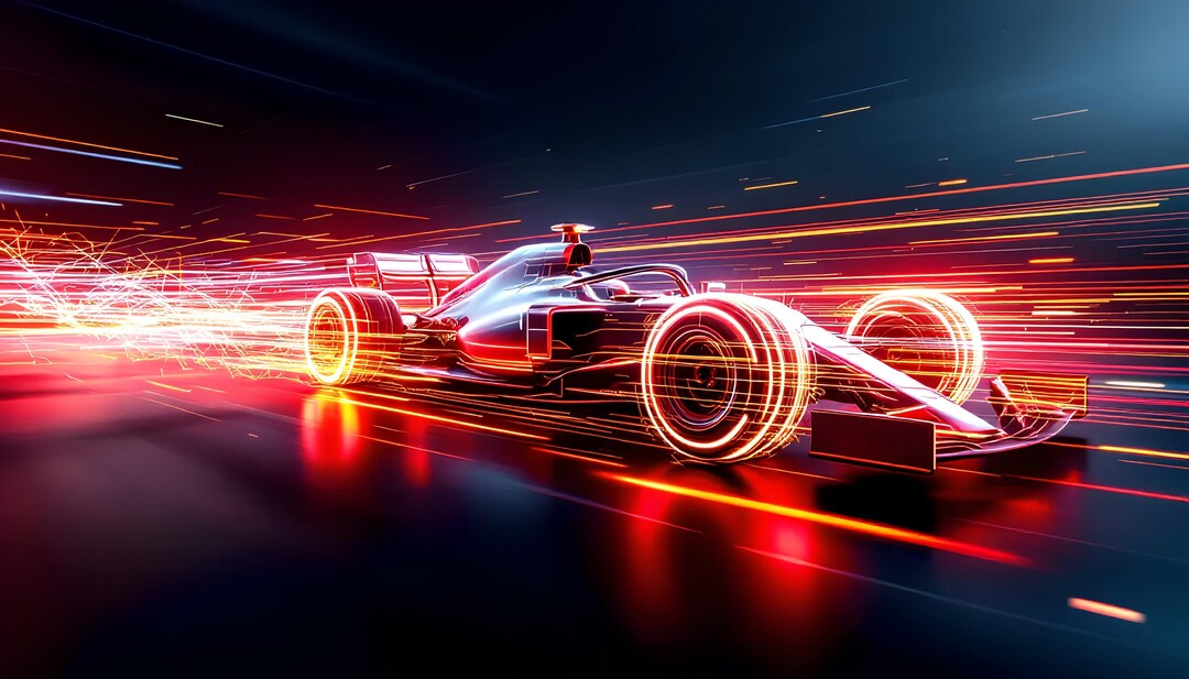 Formula 1 Inspired Racing Digital Art – Glowing Abstract Motorsport ...