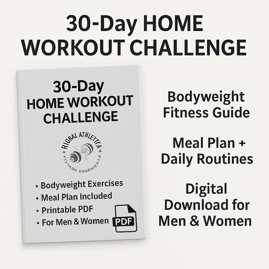 30-day Home Workout Challenge PDF | Bodyweight Fitness Guide | Meal ...