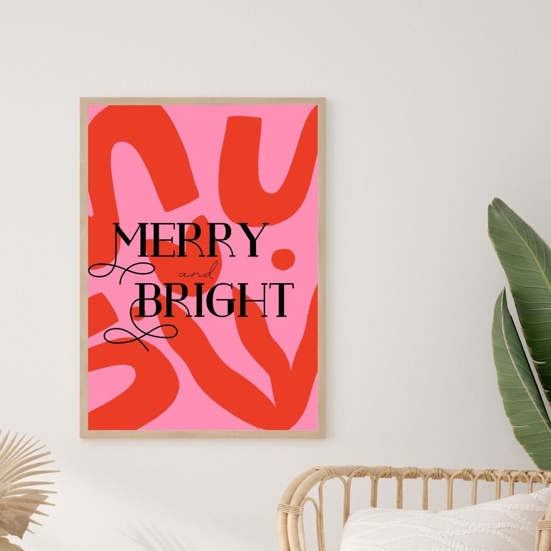 Merry and Bright Printable Art Digital Download - Etsy