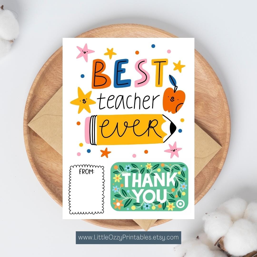 Teacher Ever Card, Printable Gift Card Holder (digital Download) - Etsy