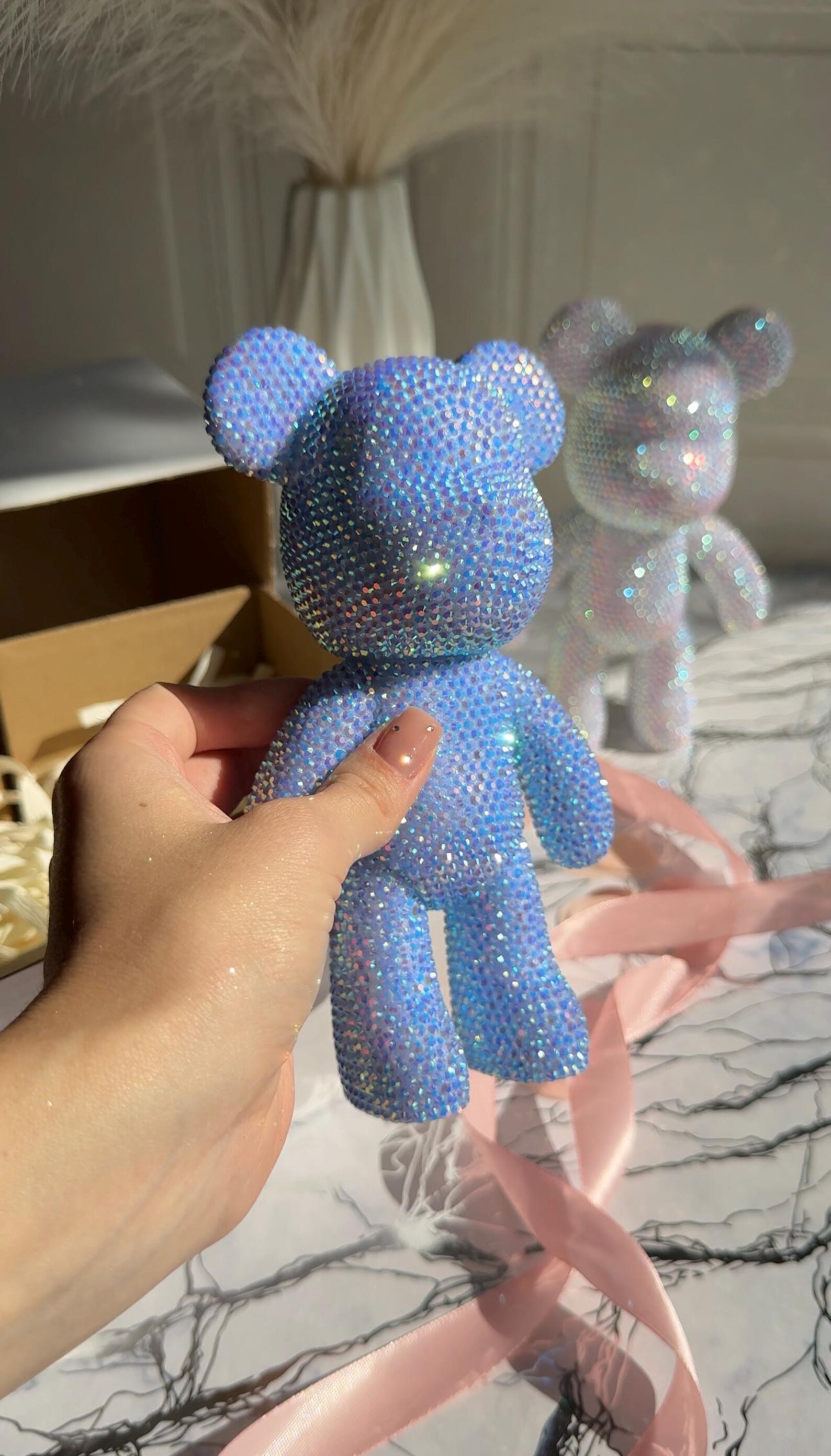 Rhinestone Crystal Teddy Bear, Handmade Bling Decor, Sparkling ...