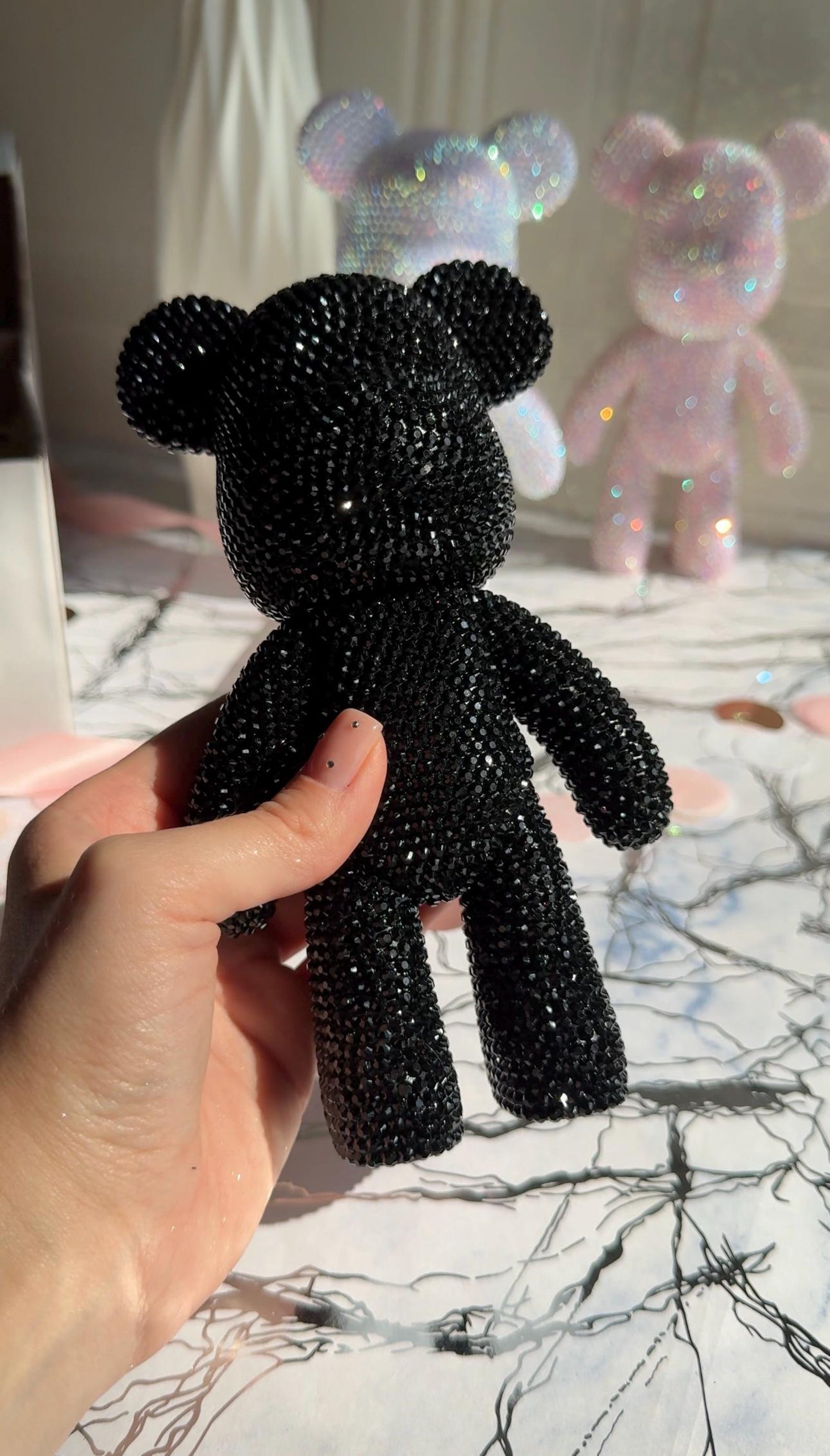 Rhinestone Crystal Teddy Bear, Handmade Bling Decor, Sparkling ...