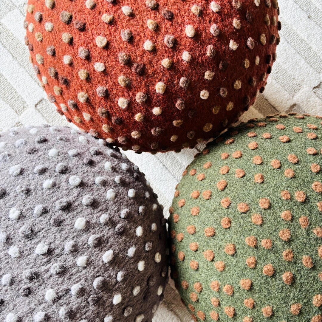 Dotted Wool Fabric Samples for Mushroom Ottomans in Sedona, Sequoia ...