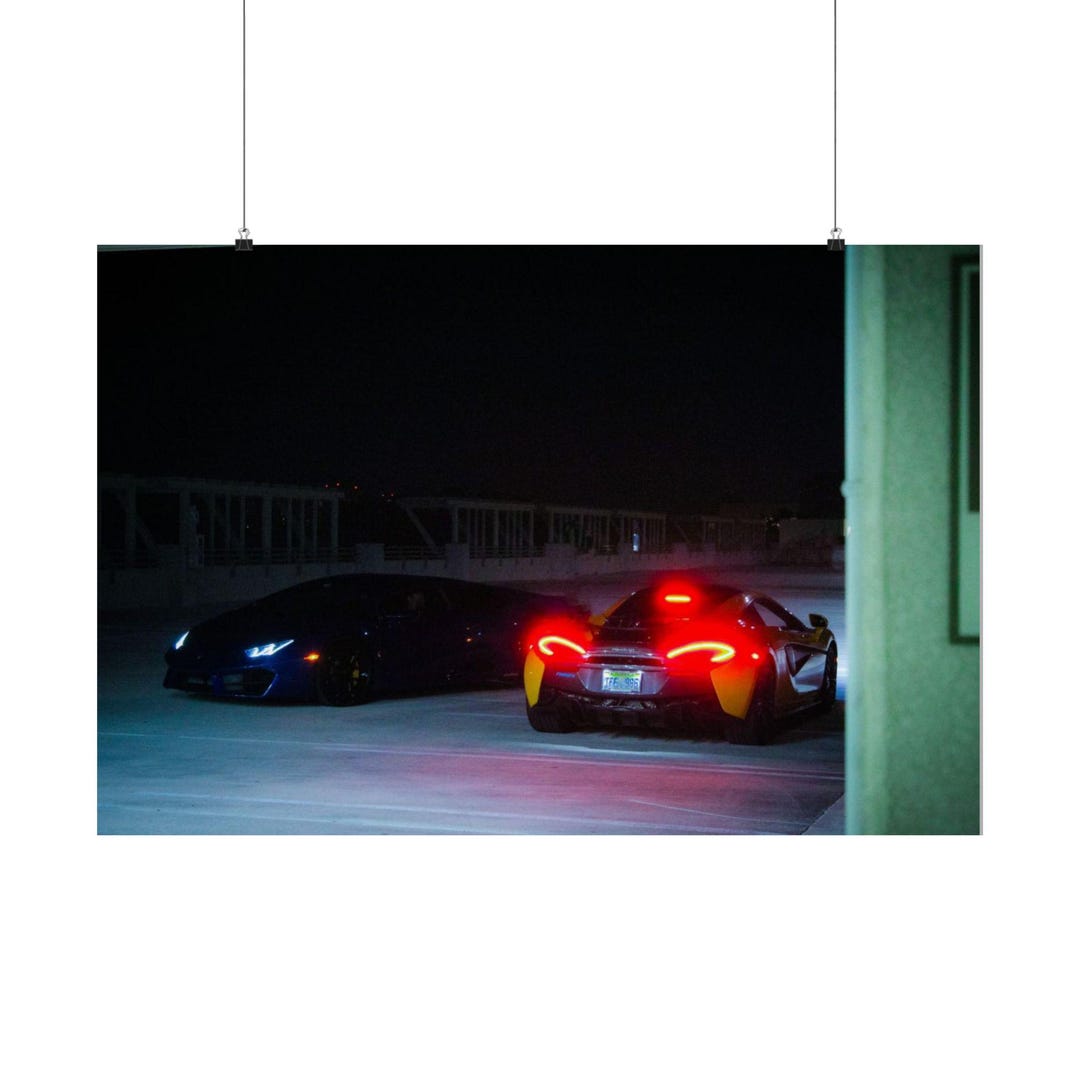 Lamborghini & Mclaren Nighttime Sports Car Poster, Modern Wall Art ...