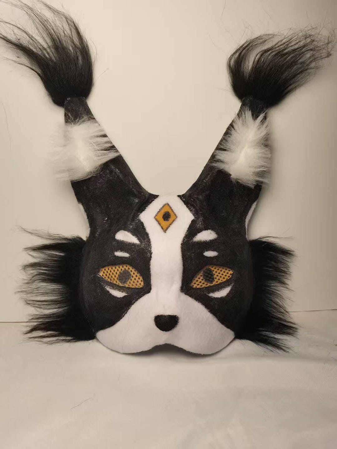 Black White Cat Mask | Handmade Hybrid Animal Spirit Therian Mask ...