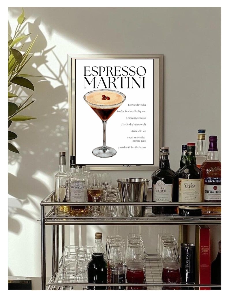 Espresso Martini Recipe, Bar Cart Decor (digital Download) - Etsy