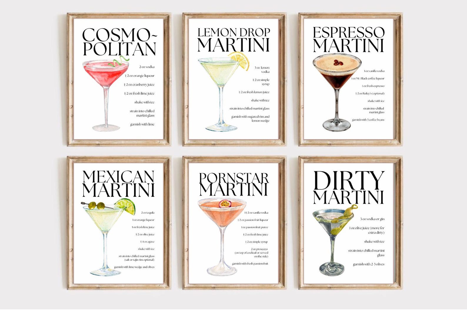 Cocktail Recipe Wall Art Poster (p-star Martini) - Etsy