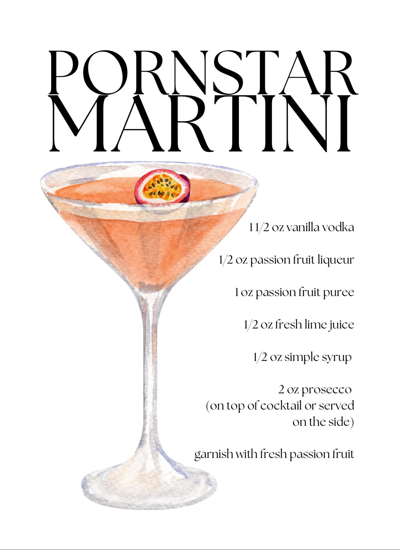 Cocktail Recipe Wall Art Poster (p-star Martini) - Etsy