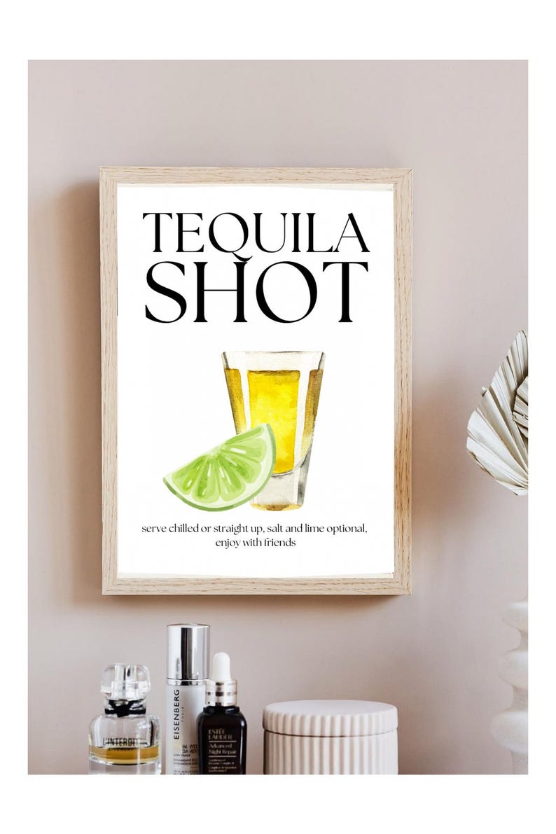Tequila Shot Poster Wall Art, Bar Cart Decor - Etsy