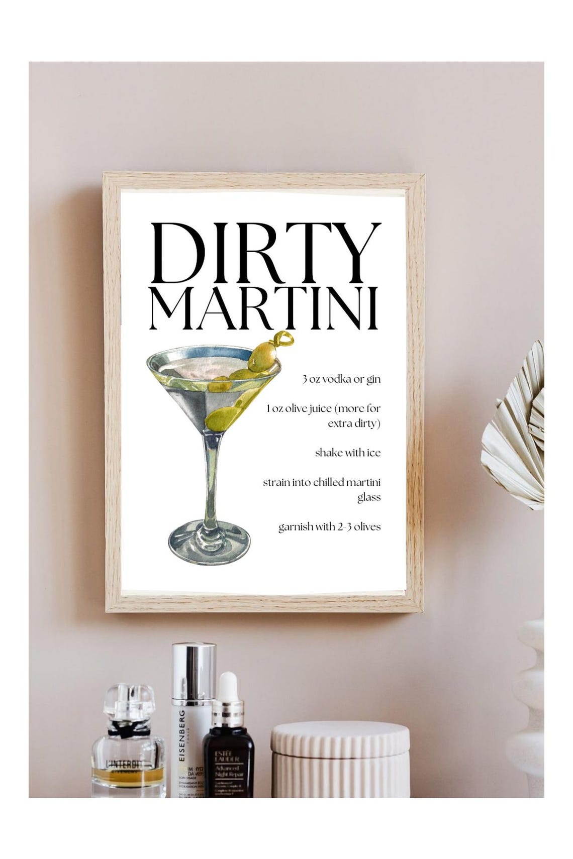 Printable Dirty Martini Recipe, Home Bar Decor (instant Download) - Etsy