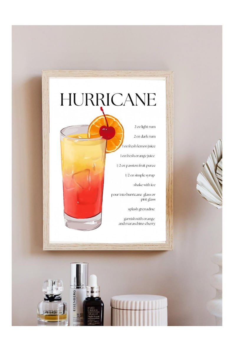 Cocktail Recipe Wall Art Poster (hurricane) - Etsy